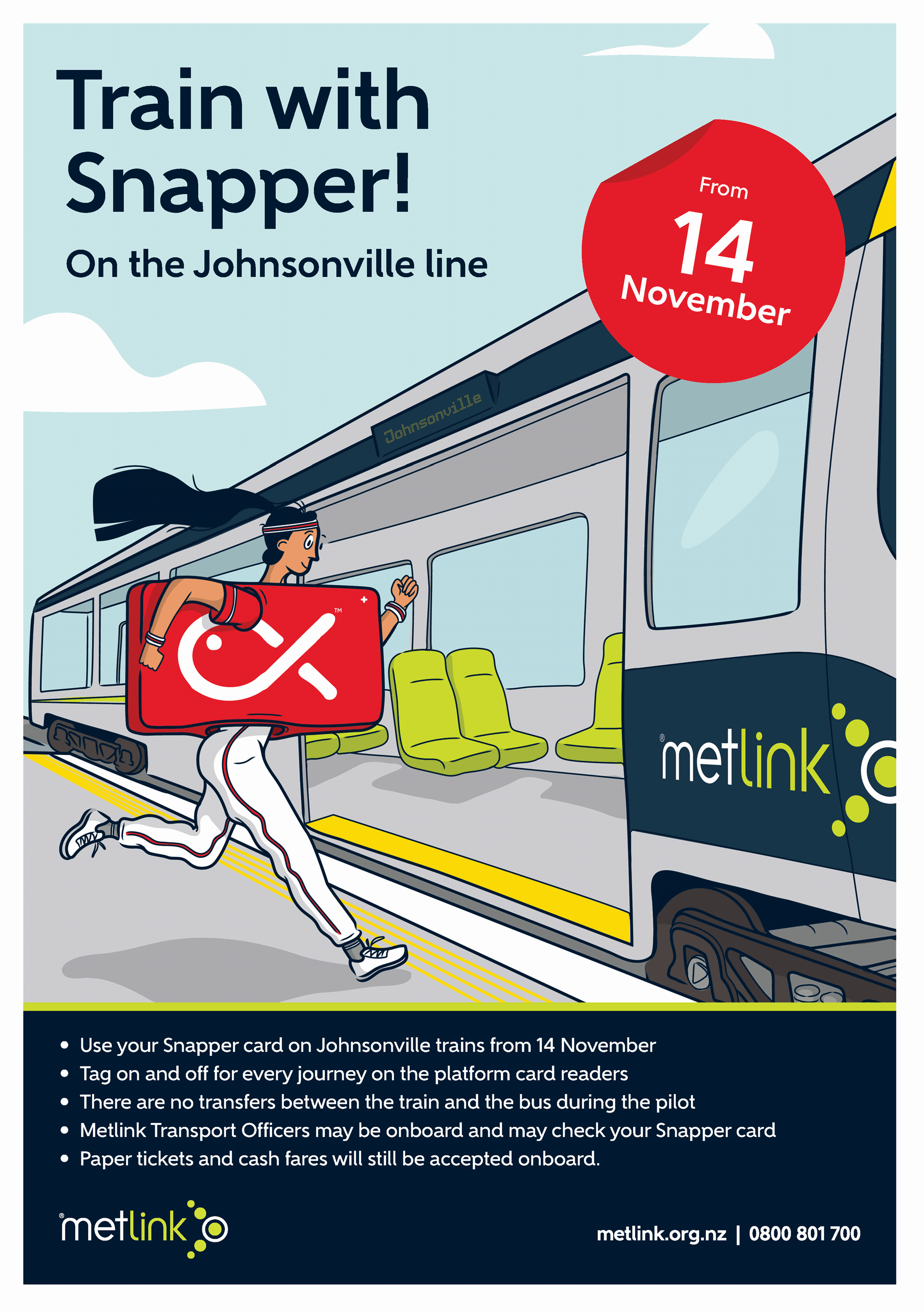 Train with Snapper on the Johnsonville line.