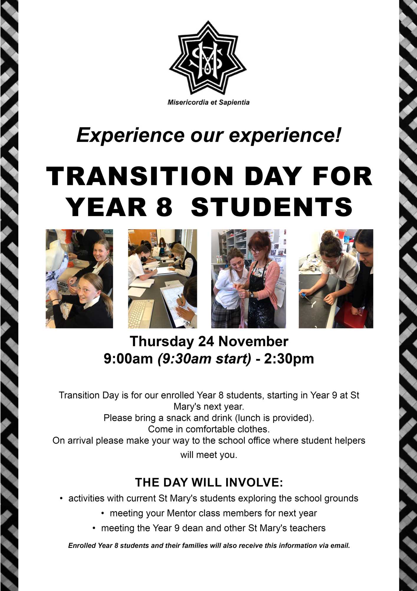 St Mary's College Transition Day - Thursday 24th November
