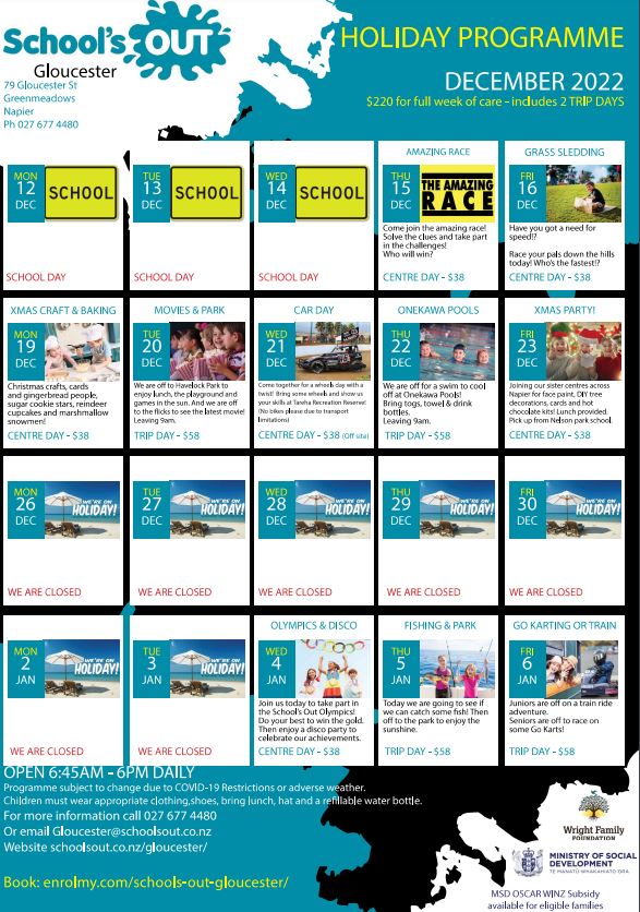 Christmas School Holiday Programmes