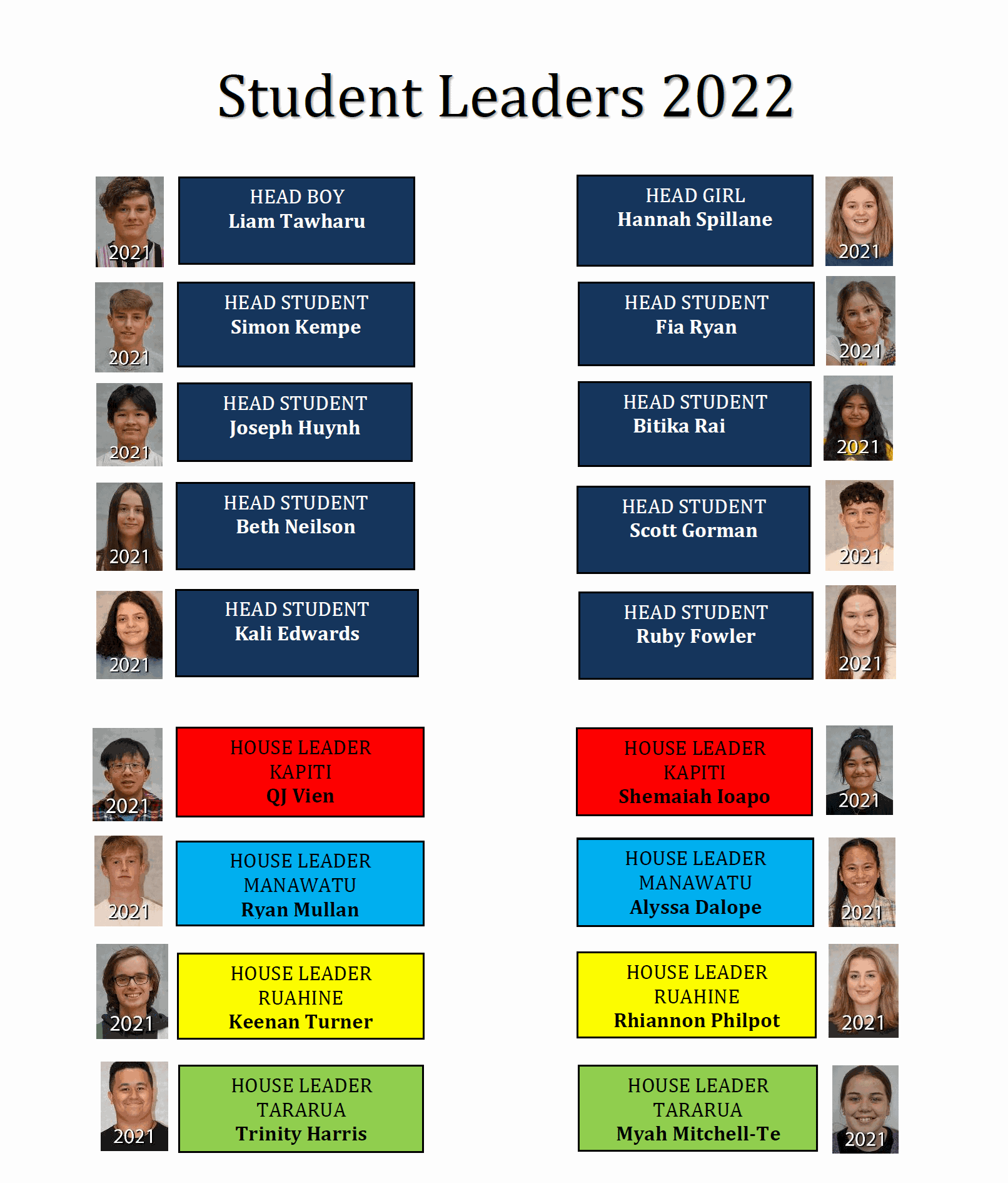 Freyberg High School - Student Leaders
