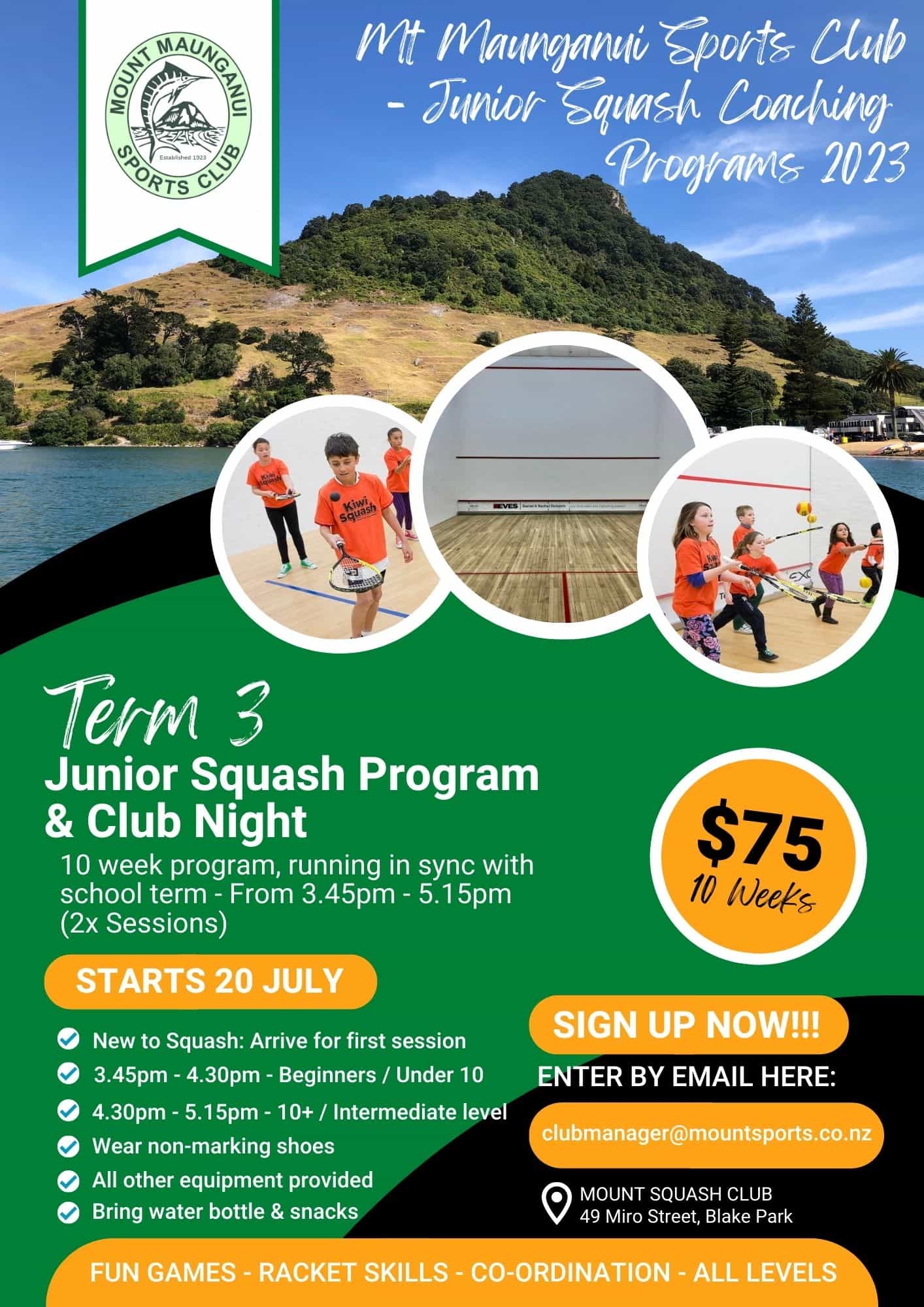 Junior Squash Program and Club Night