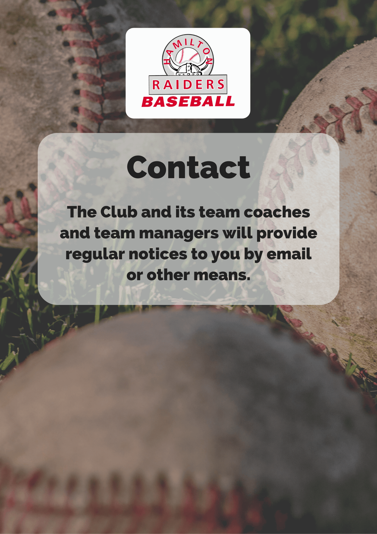 Hamilton Raiders Baseball Club Inc - Contact