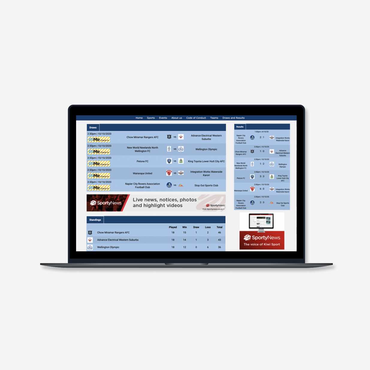 Live Draws and Results feed.