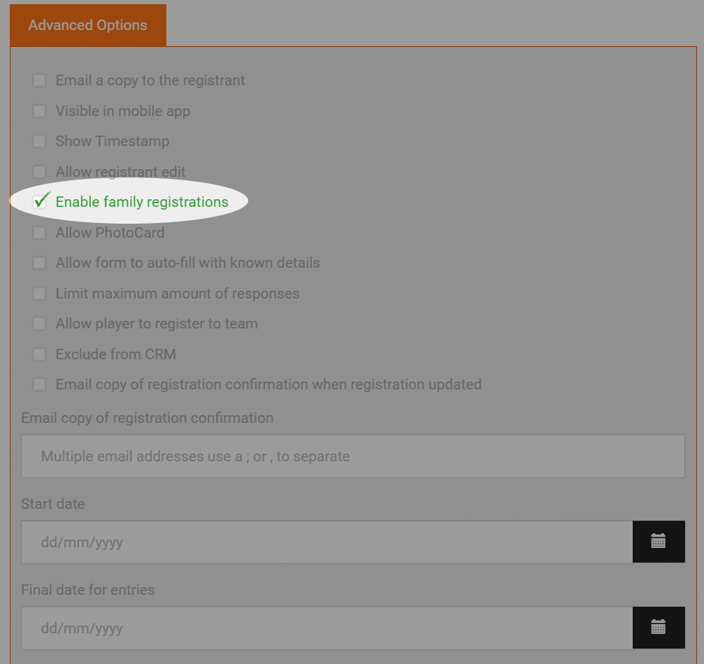 Family & group registrations