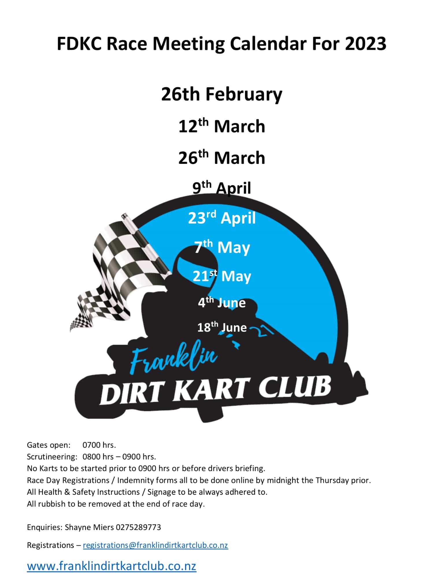 Franklin Dirt Kart Club - Calendar