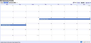 NZ Astronomy Events Calendar