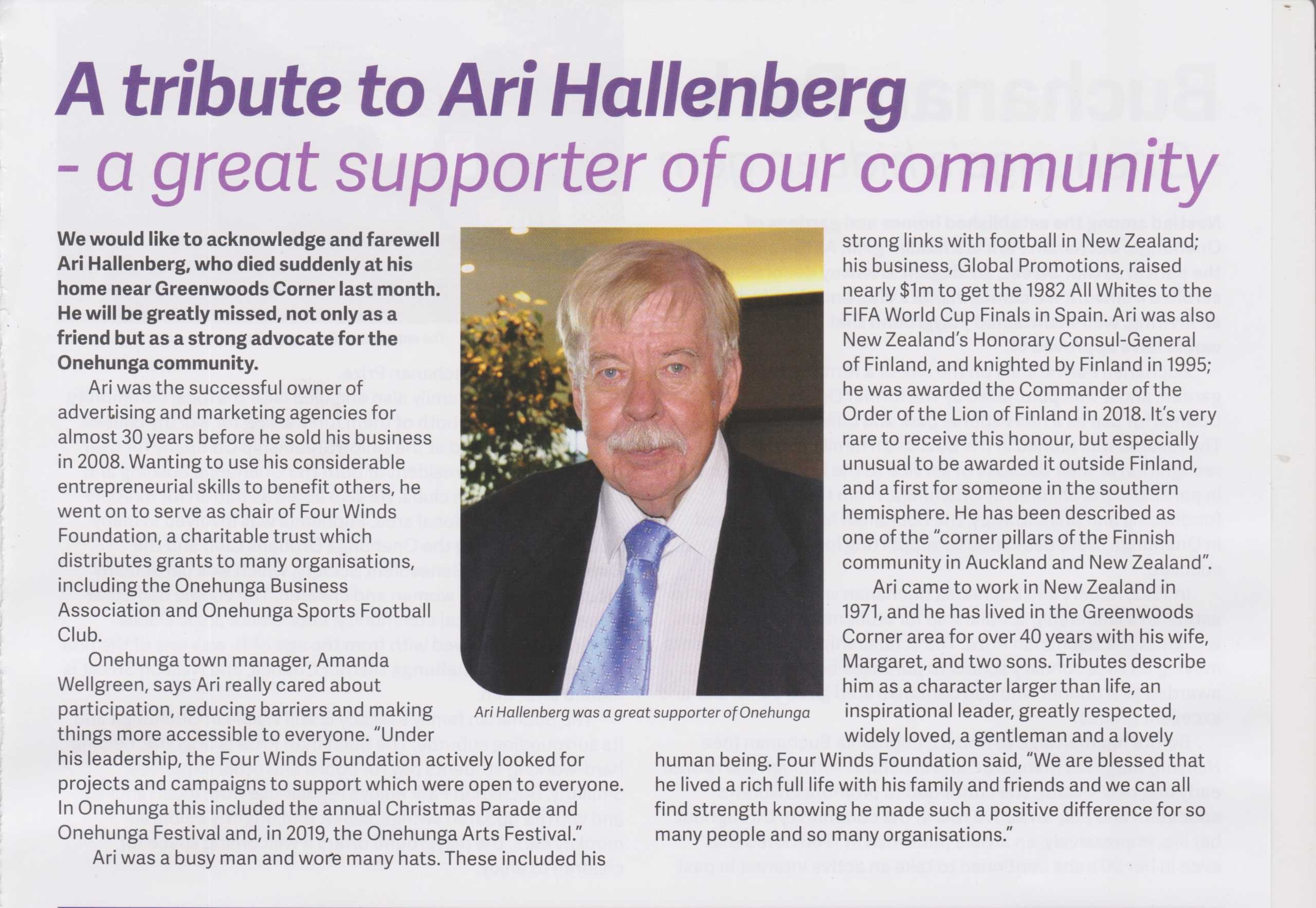 Special Olympics Auckland - Ari Hallenberg Tribute