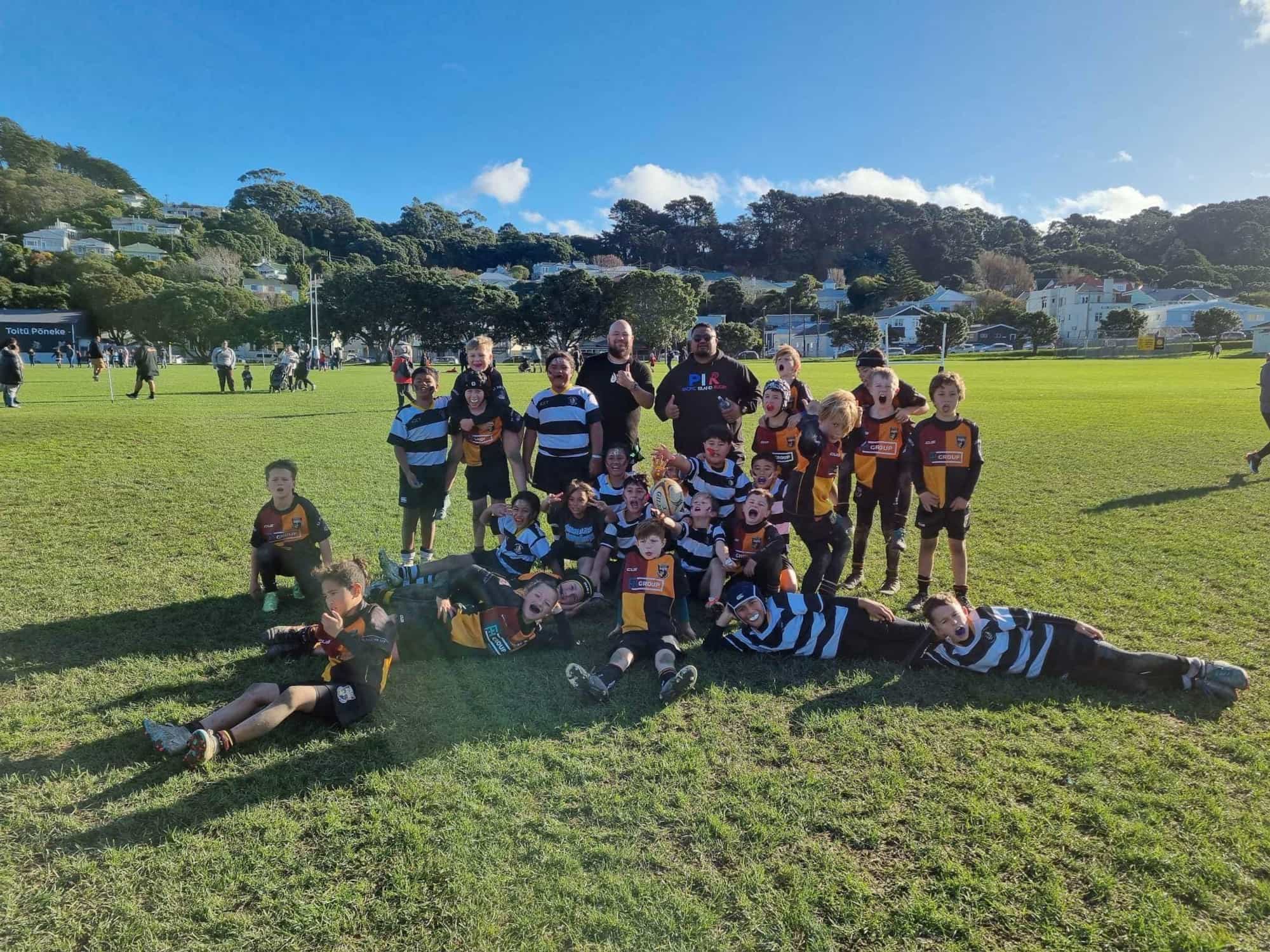 Year 5s repping UHJRs at the Junior Community Rugby Festival at Poneke