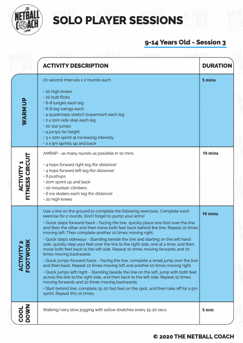 Ellesmere Combined Netball Club - Solo Fitness Sessions # 3