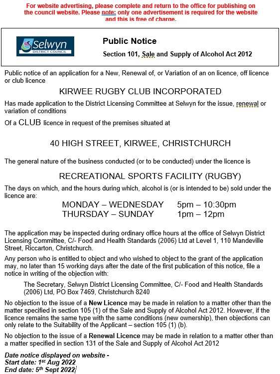 Kirwee RFC - Home