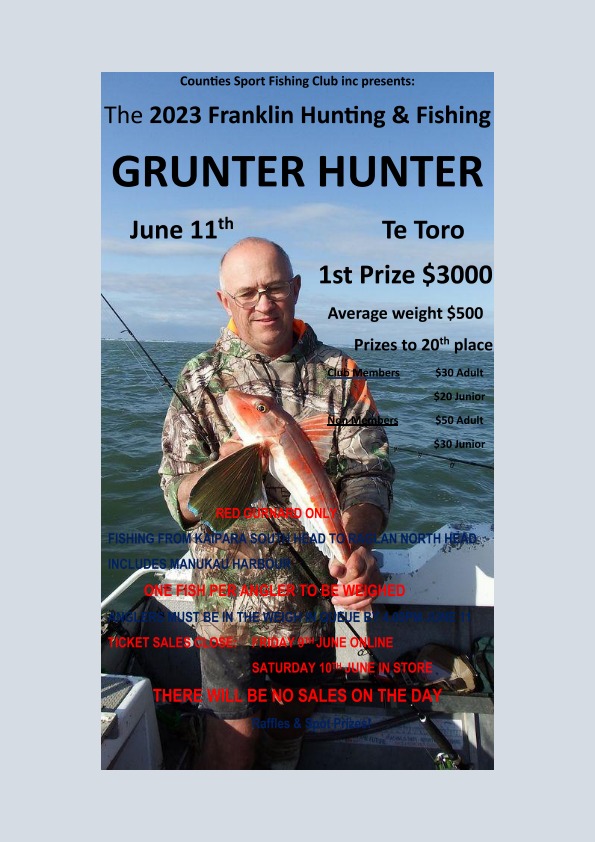 COUNTIES SPORT FISHING CLUB INC - Upcoming Events
