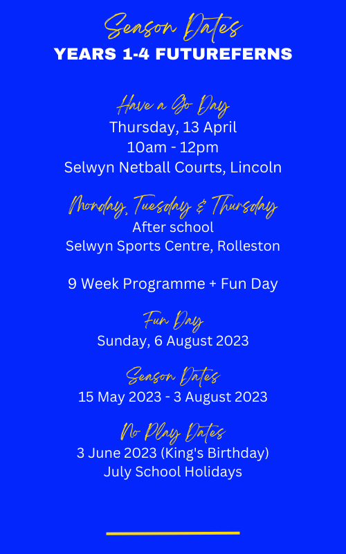 Prebbleton Netball Club - 2023 Season Dates
