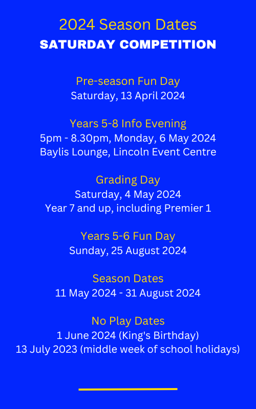 Prebbleton Netball Club - 2024 Season Dates