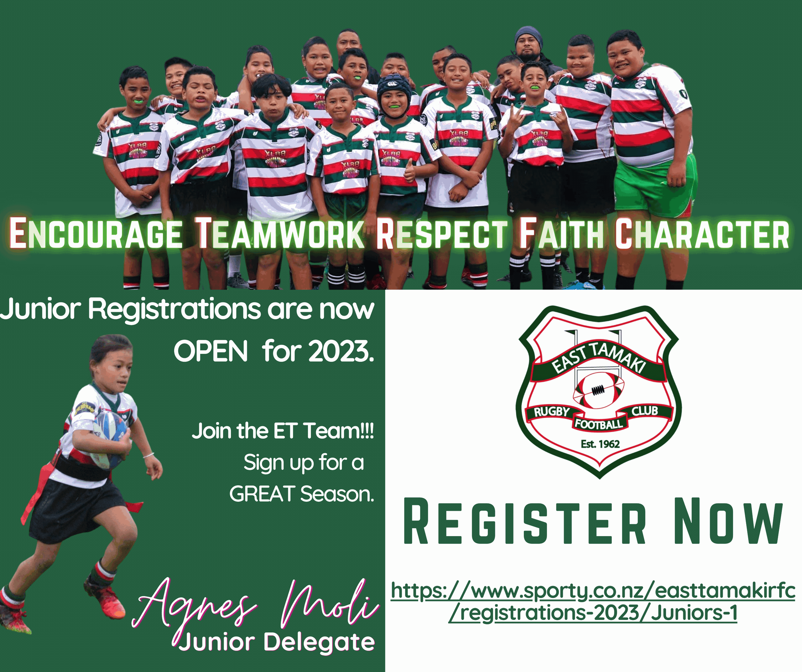 East Tamaki Rugby Football Club est 1962 - Junior Contacts