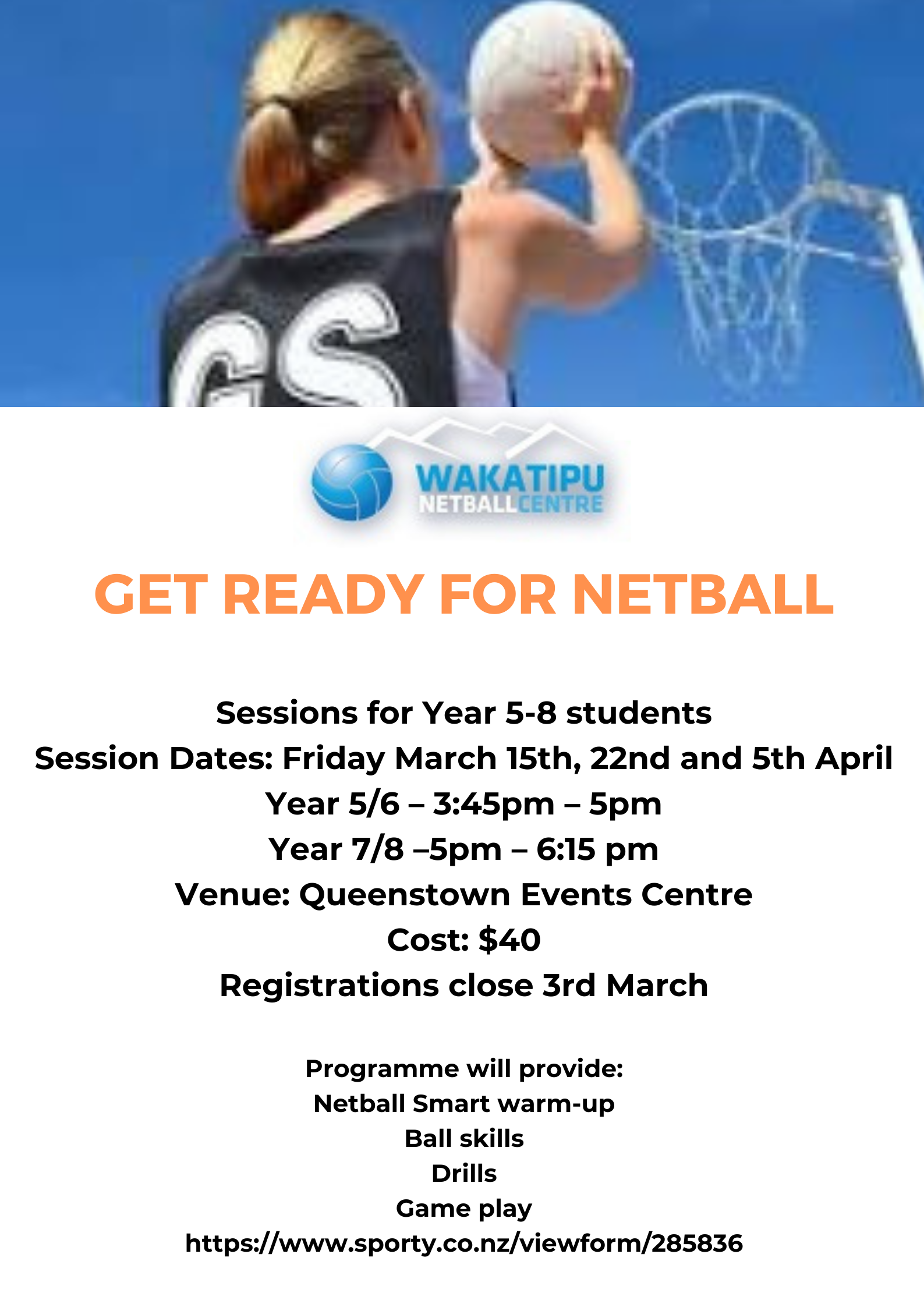 Wakatipu Netball Centre - Get Ready for Netball