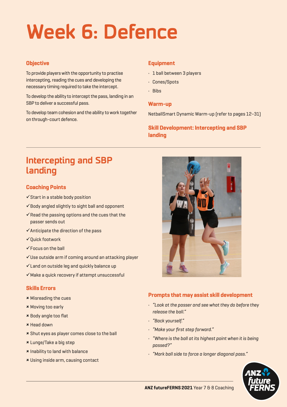 Waiuku Netball Centre - Year 7&8 Session Cards