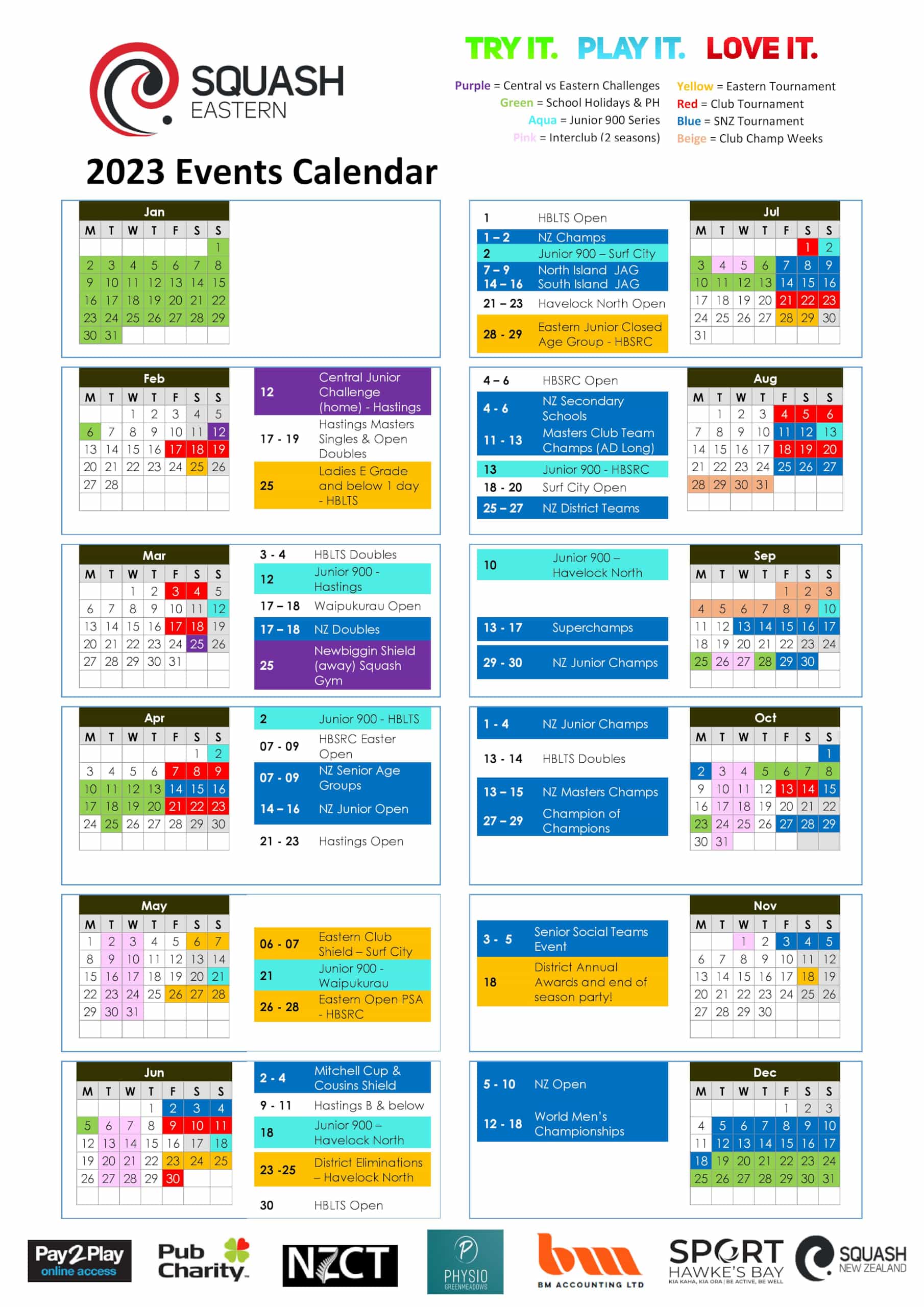 Waipukurau Lawn Tennis & Squash Club - Squash Calendar