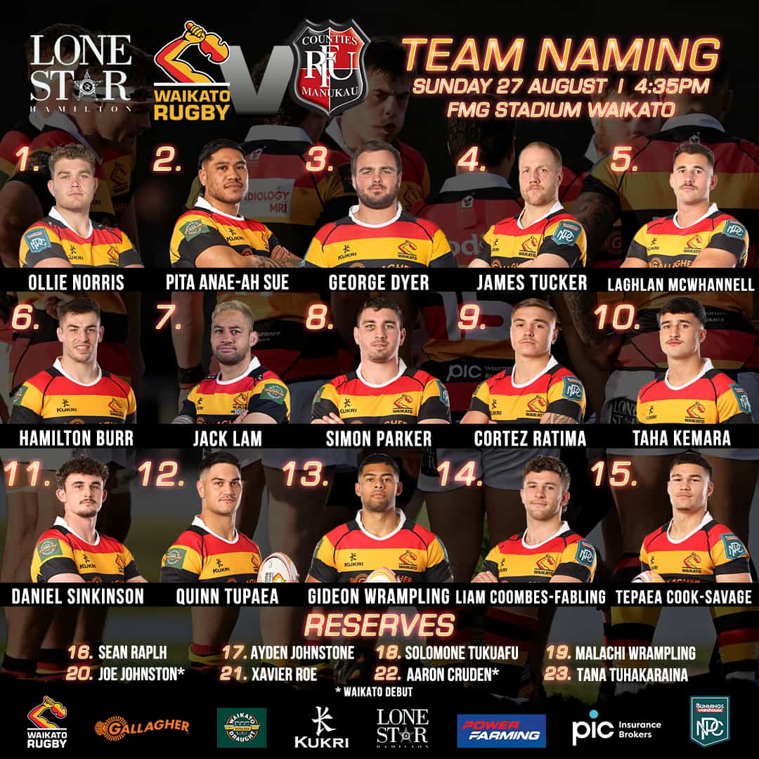 Waikato NPC named to host Counties Manukau Steelers at FMG Stadium Waikato.