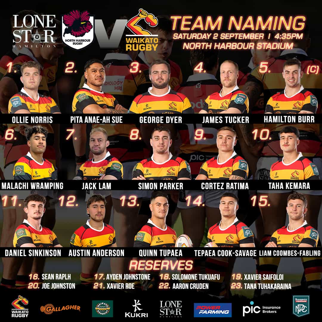 Waikato NPC named to face North Harbour in Albany.