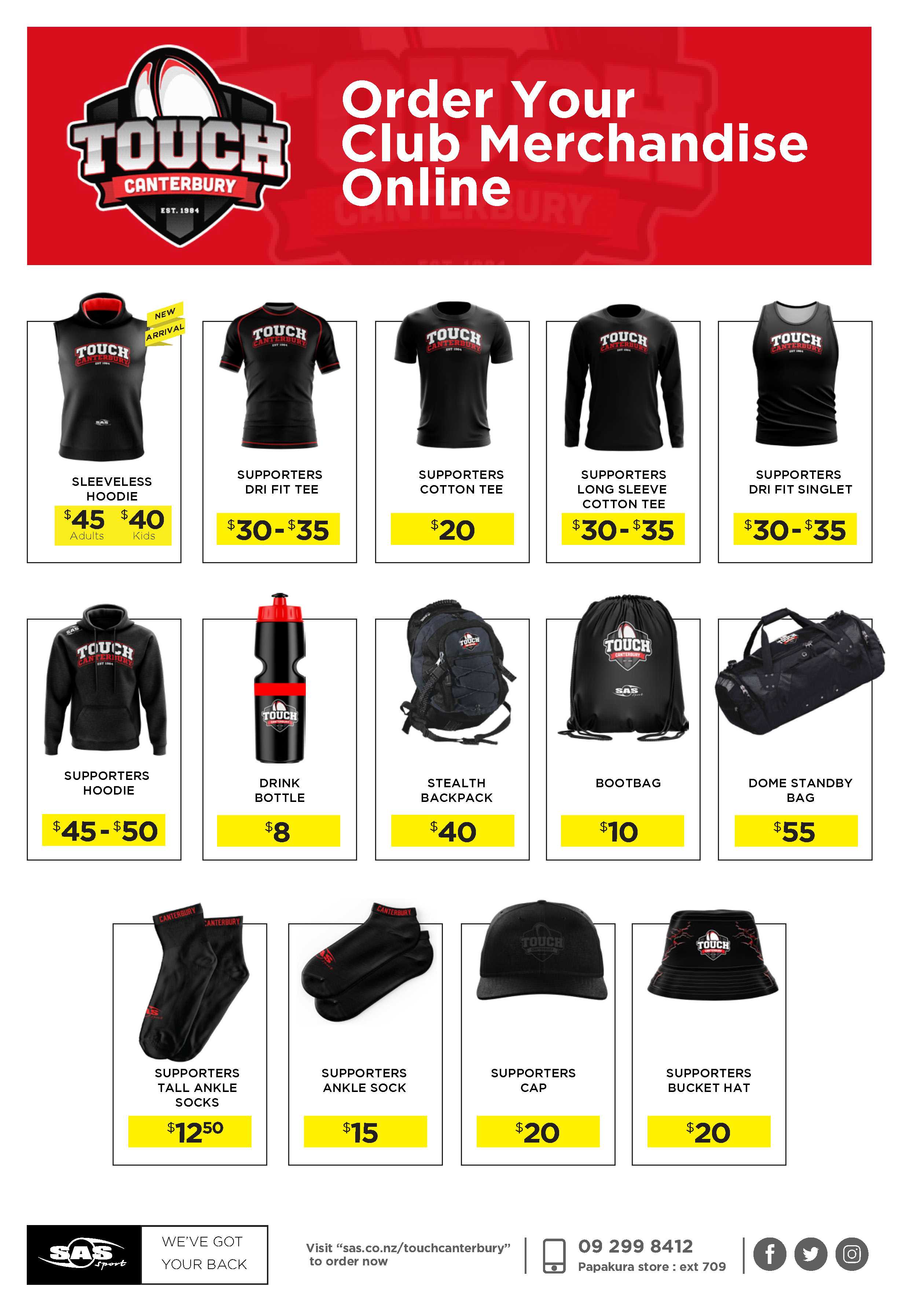 Touch Canterbury Association - Online Merchandise Shop