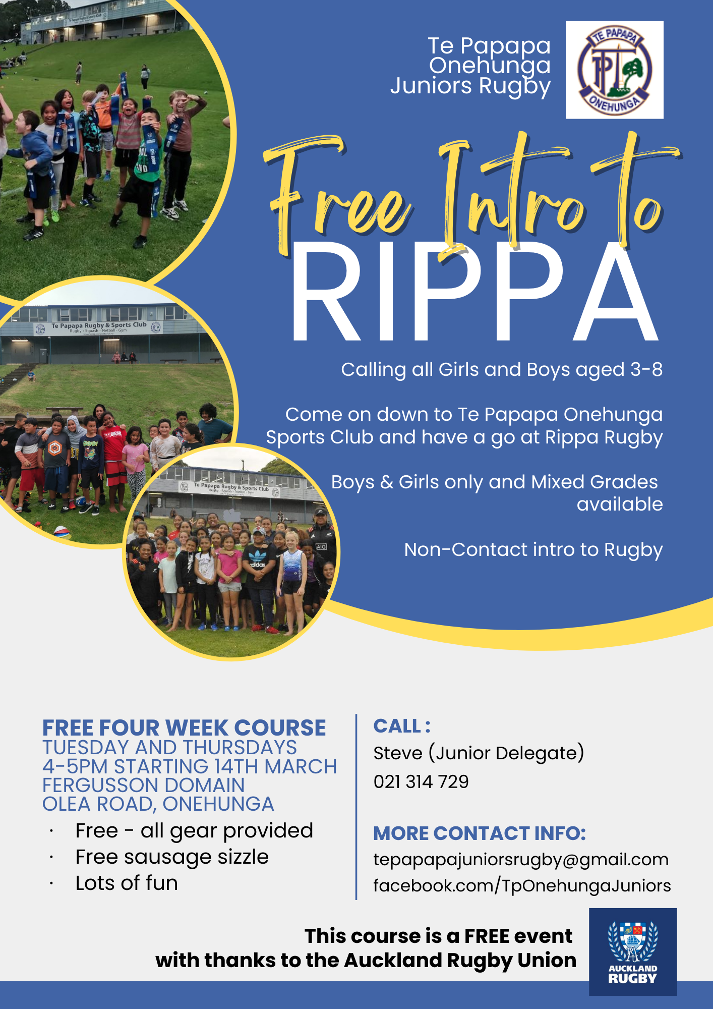 Te Papapa Onehunga Rugby Football & Sports Club - Intro to Rippa Programme