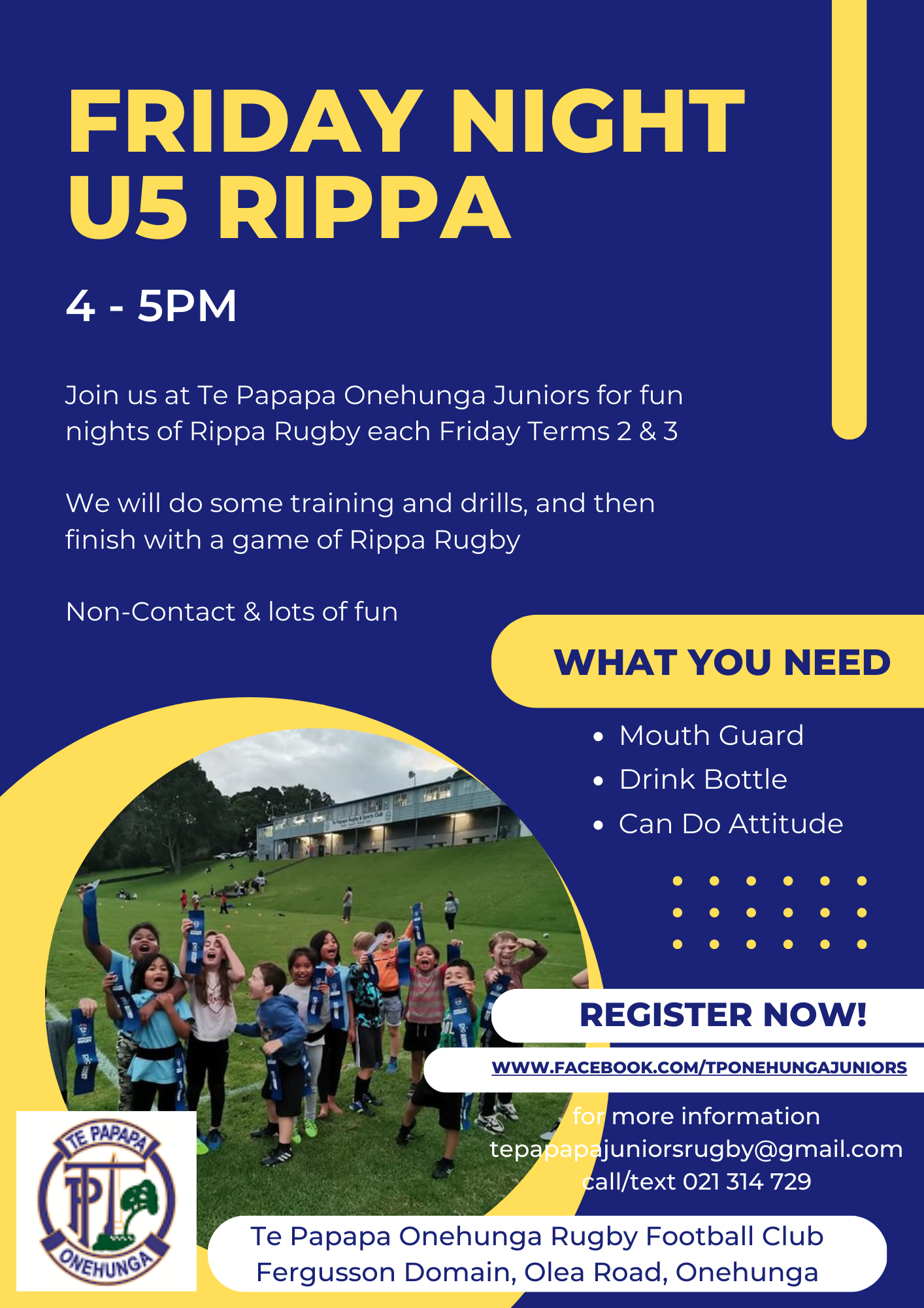 Te Papapa Onehunga Rugby Football & Sports Club - U5 Friday Night Rippa