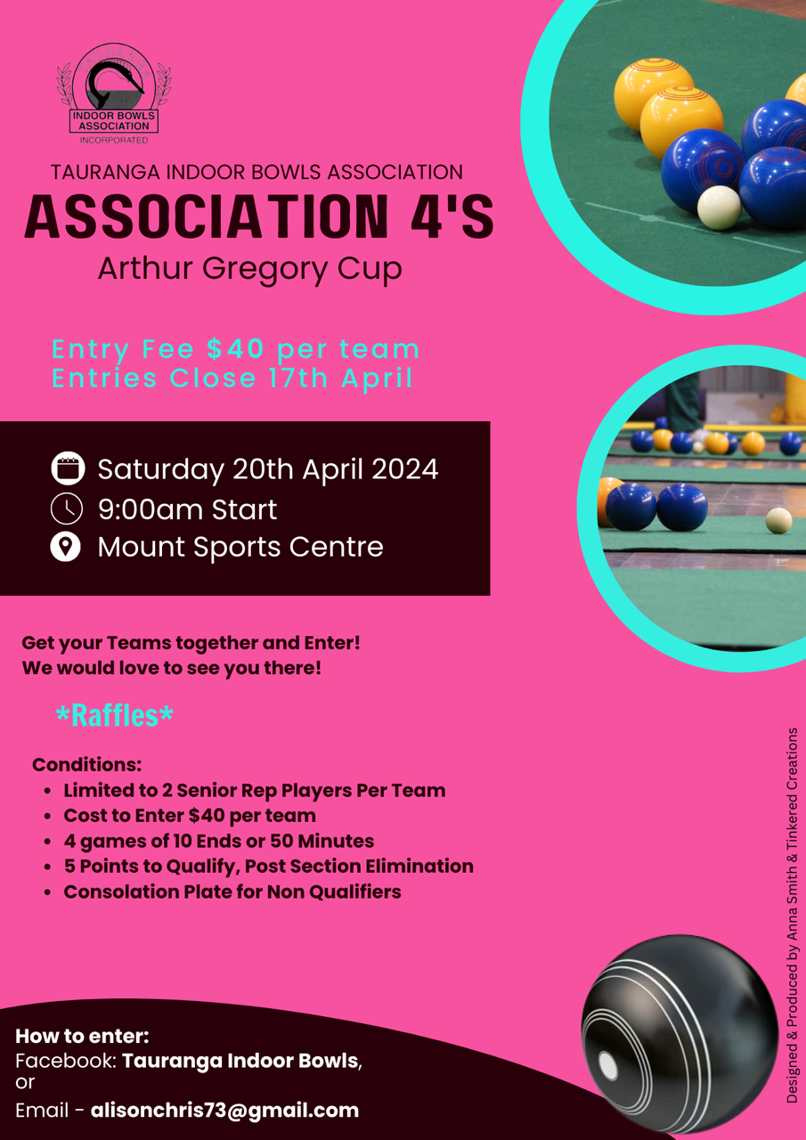 Tauranga Indoor Bowls Association - Event Flyers / Forms / Information