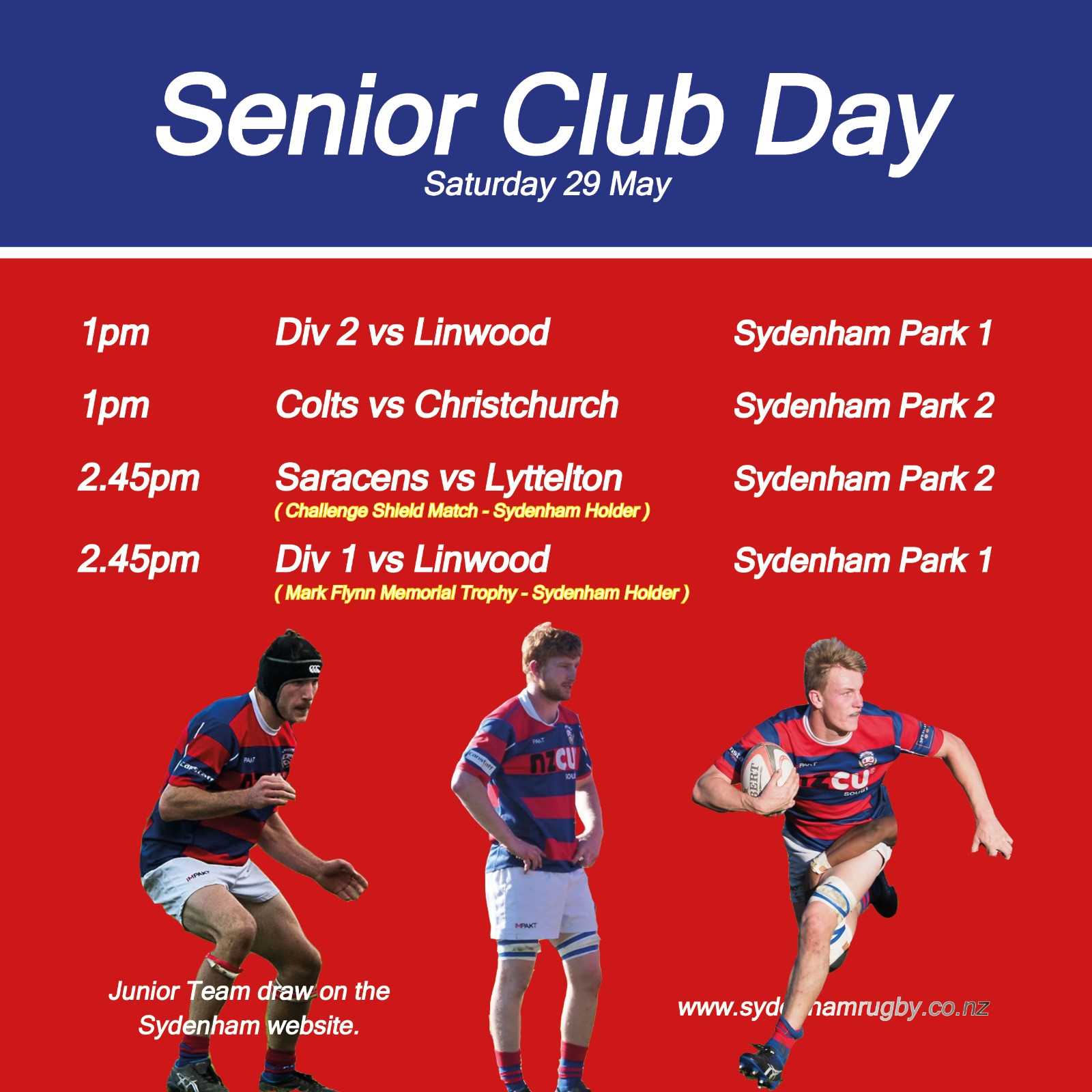 Senior Club Day this Saturday.