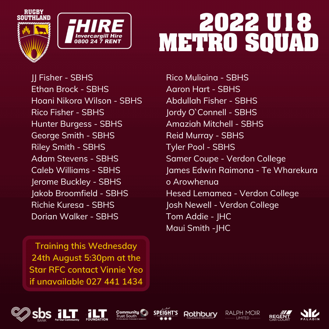 Rugby Southland - U18 Boys