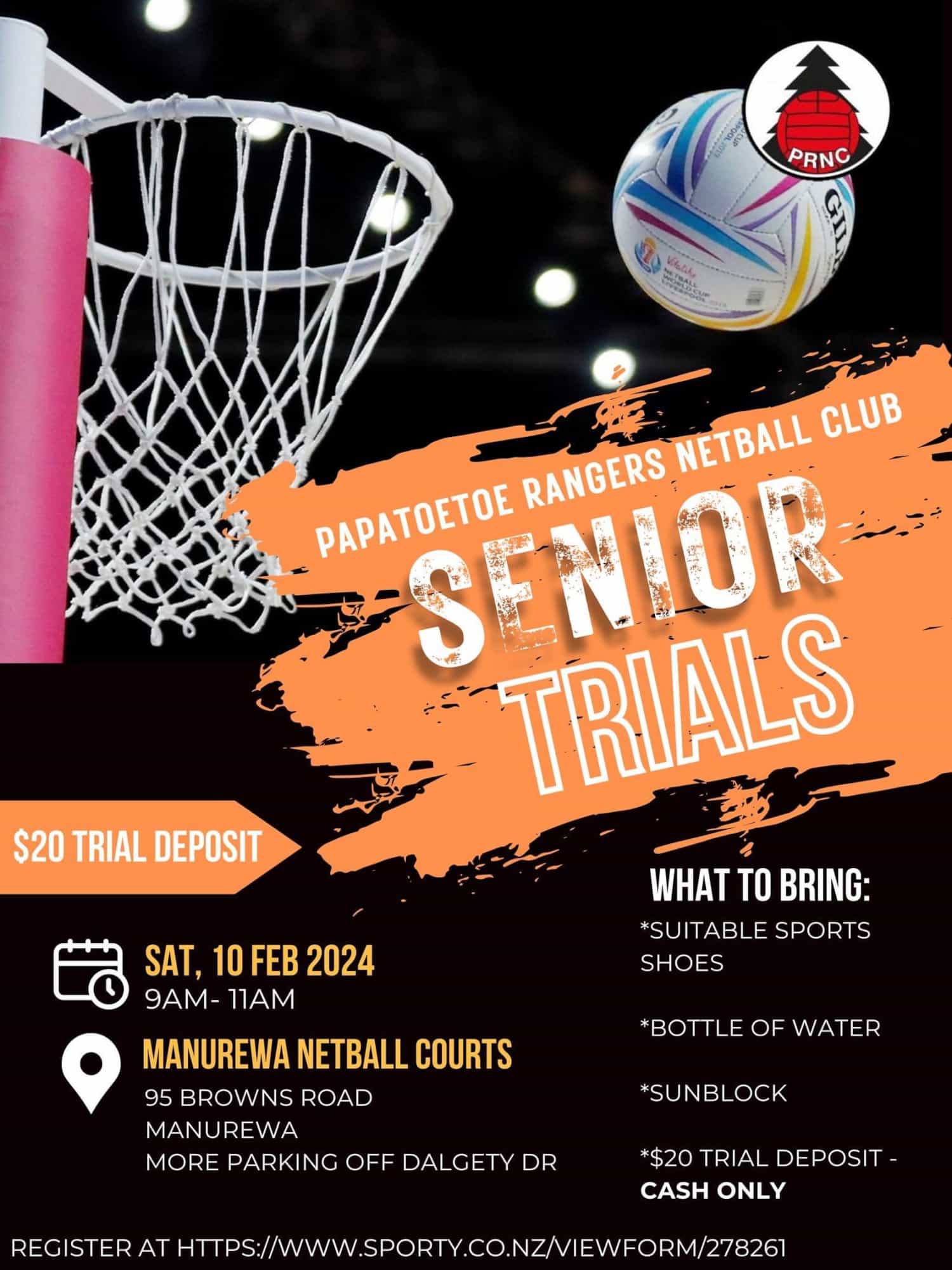 Papatoetoe Rangers Netball Club Trials - Seniors