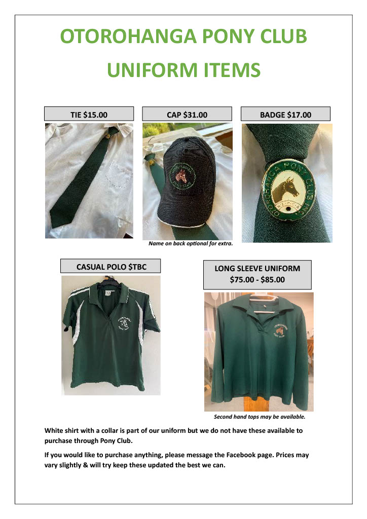 Otorohanga Pony Club - Uniforms