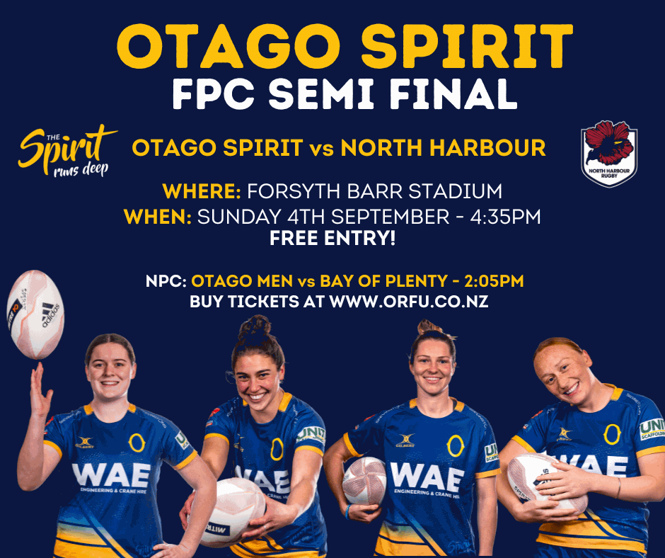 OTAGO SPIRIT VS NORTH HARBOUR SEMI FINAL THIS SUNDAY