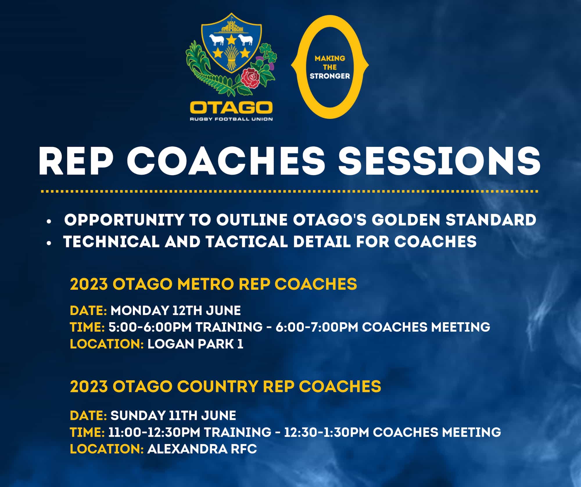 REPRESENTATIVE COACHES SESSIONS