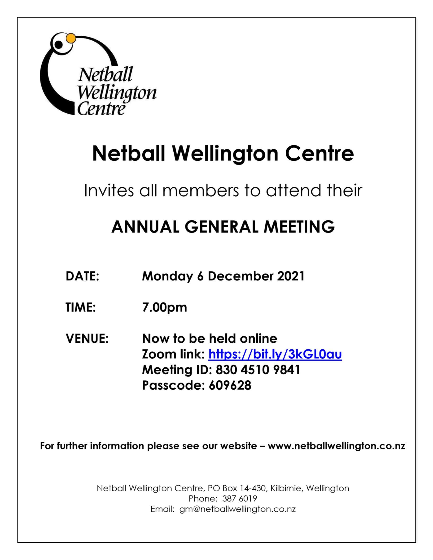 Netball Wellington Centre Annual General Meeting netball-wellington-centre-annual-general-meeting
