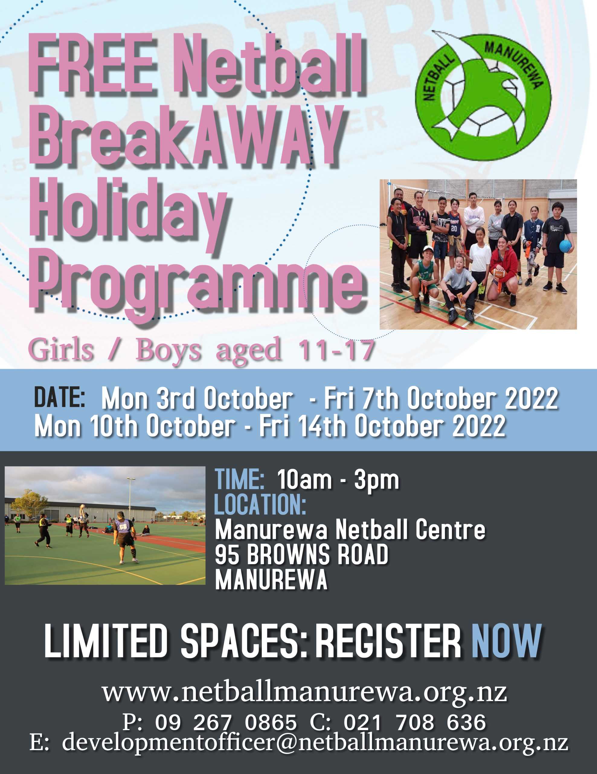 Netball Manurewa Inc - BreakAway Holiday Programme
