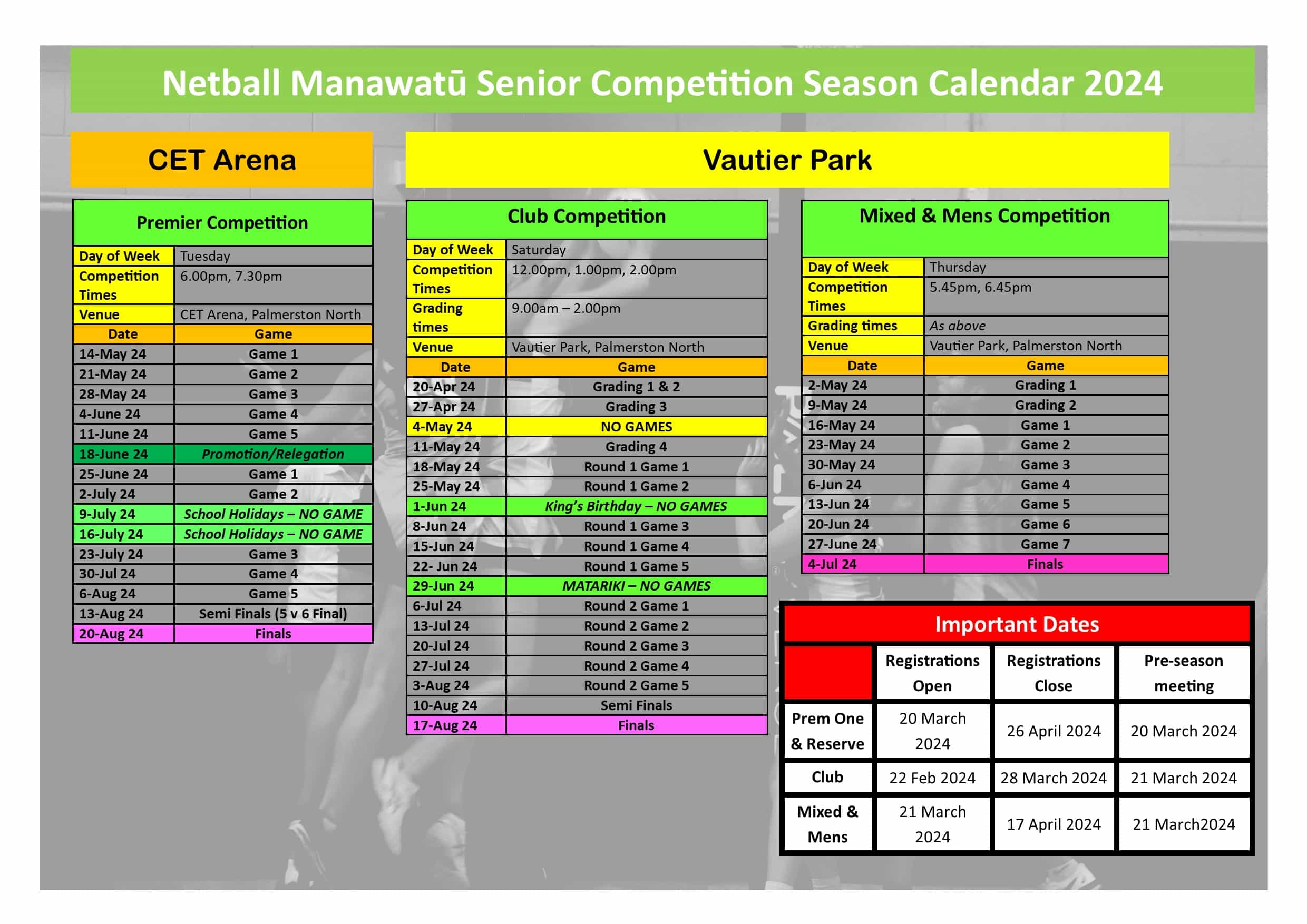 Netball Manawatu - Calendar