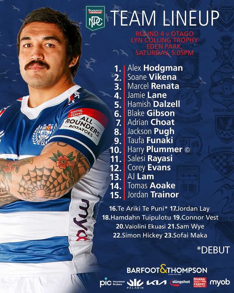 Auckland Line up to take on Otago