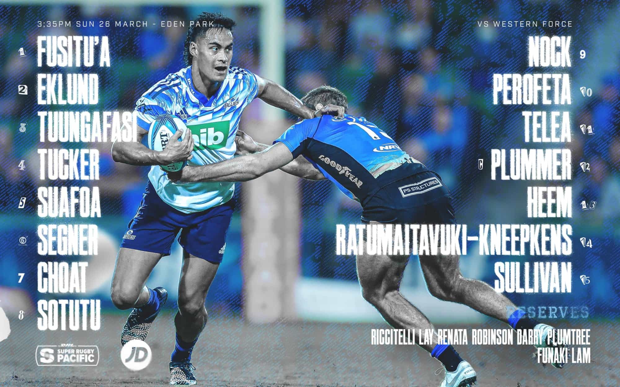 The Blues Line Up to take on the Western Force